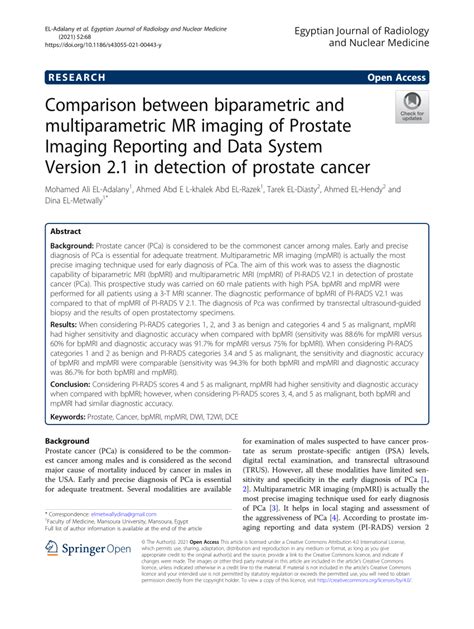Pdf Comparison Between Biparametric And Multiparametric Mr Imaging Of