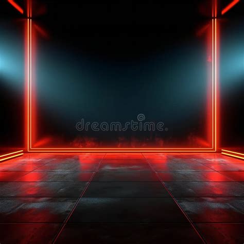 Red Empty Scene Dark Background Arts And Architecture Modern Buildings Stock Illustration