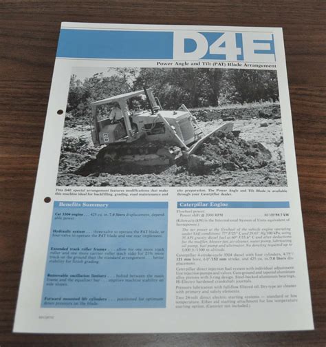 Caterpillar D4e Dozer Tractor Specification Technical Brochure Prospekt
