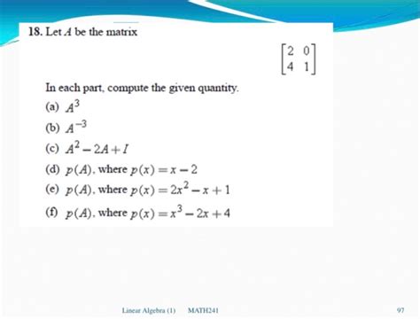 Solved A 3 Using The Matrices And Scalars In Exercise 1