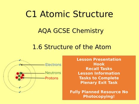 Gcse Aqa Chemistry C1 6 Structure Of The Atom Full Presentation And Resources Teaching Resources