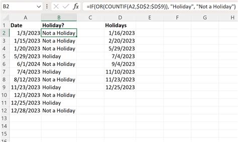 How To Check If Date Is A Holiday In Excel