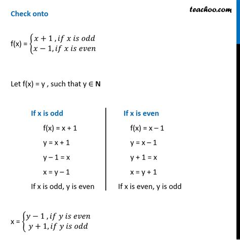 Example 12 Show That F X { X 1 If X Is Odd X 1 If X Is Even