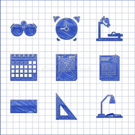 Set Exam Paper With Incorrect Answers Survey Triangular Ruler Workplace Table Lamp And Open