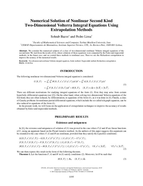 Pdf Numerical Solution Of Nonlinear Second Kind Two Dimensional