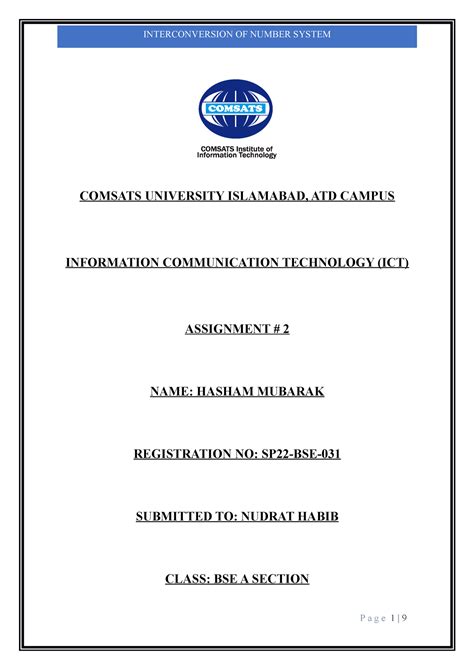 Ict Assignment 2 Comsats University Islamabad Atd Campus Information