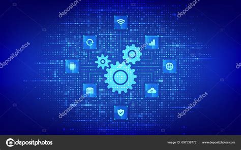 Automation Software Gears Icon Made Binary Code Iot Automation Icons Stock Vector By ©iuriimotov