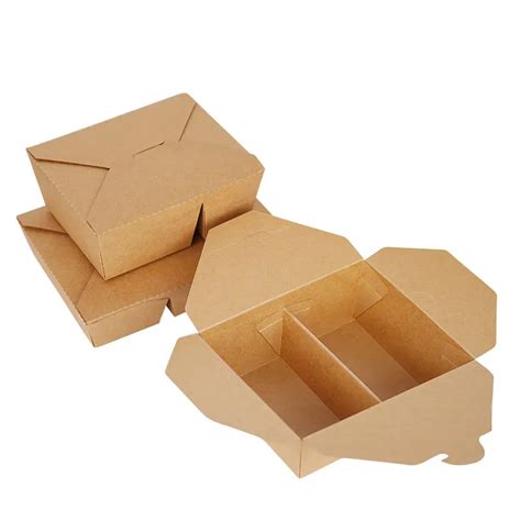1350 Kraft Paper Packaging Box Divided Dessert Bento Box Fruit Salad
