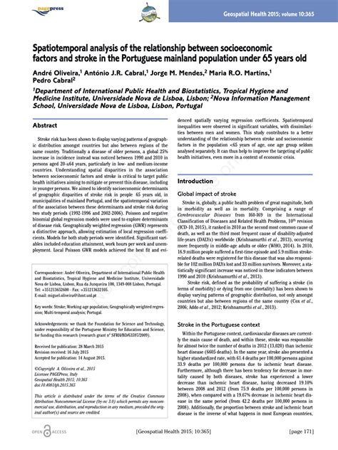 Pdf Spatiotemporal Analysis Of The Relationship Between Socioeconomic Factors And Stroke In
