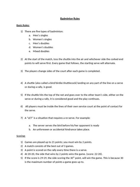 Badminton Rules Pdf
