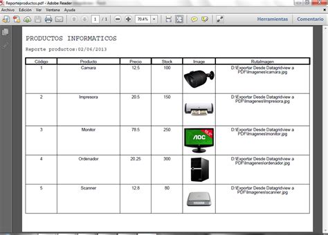 programación vb 2010 exportar desde datagridview a un pdf