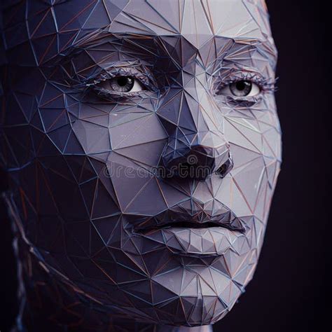 A Close Up Of A Geometric Sculpted Face Made Of Interconnected