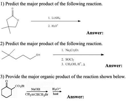 Solved 1 Predict The Major Product Of The Following