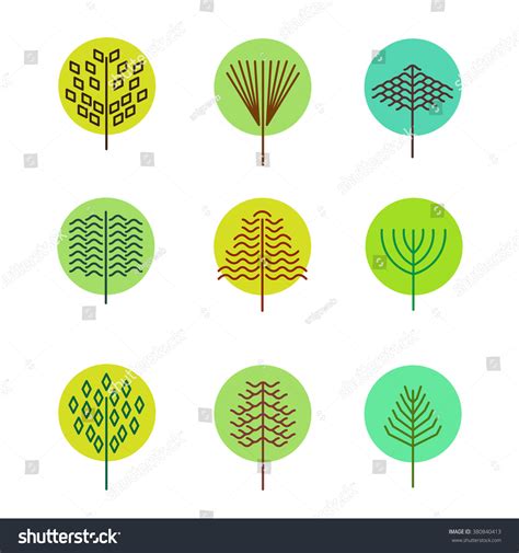 Set Schematic Trees Shrubs Skins Graphical Stock Vector Royalty Free