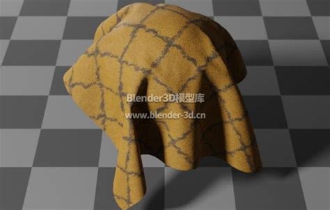 棕格面料布料编织物棉麻布格子呢贴图 Blender材质球纹理贴图模型下载 Blender3d模型库