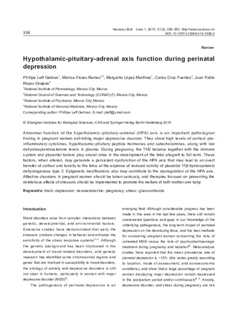Pdf Hypothalamic Pituitary Adrenal Axis Function During Perinatal