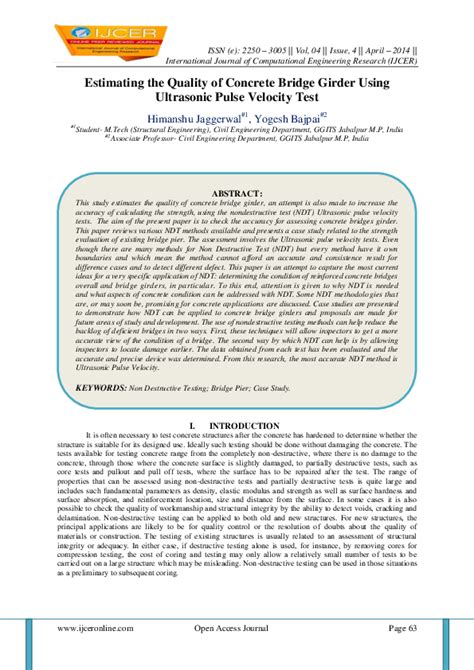 Pdf Estimating The Quality Of Concrete Bridge Girder Using Ultrasonic Pulse Velocity Test