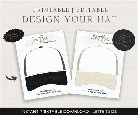 Trucker Hat Bar Editable Design Your Hat Template Perfect For A
