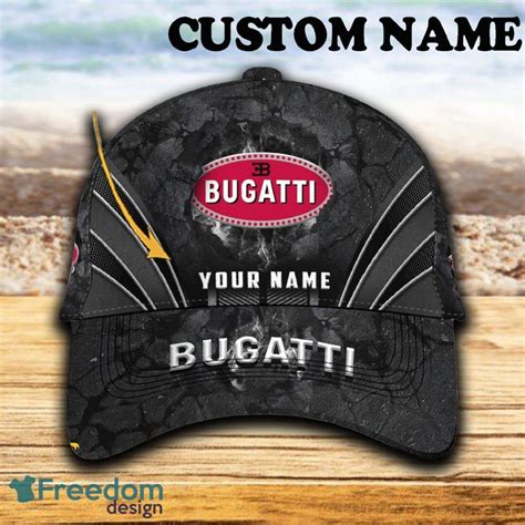 Custom Name Bugati Car 3d Hat And Cap Black New Trending All Over