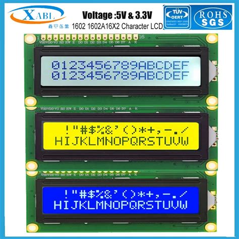 xabl 1602 문자 lcd 모듈 lcm 컬러 블루 그레이 옐로우 스크린 iic i2c 4 인터페이스 5v 3