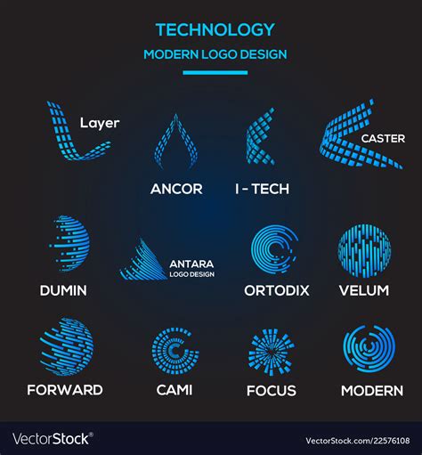 Technological Logo Template Collection Royalty Free Vector
