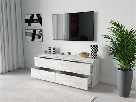 Тумба для ТВ з 4 ящиками Bs 04 у кольорі Бетон Ш 1400 В 530 Г 400 мм Nikoshop фото