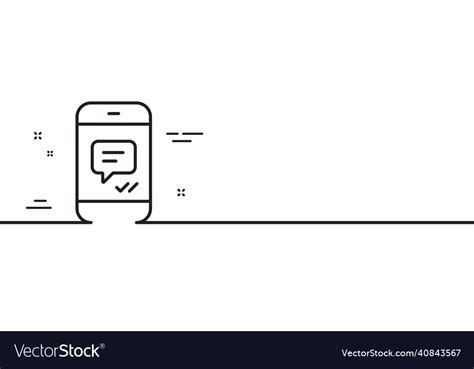 Phone Message Line Icon Mobile Chat Sign Minimal Vector Image