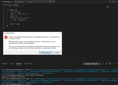 I Get This As An Error Whenever I Try To Debug C Code Im On Windows 10 1909 With The Newest