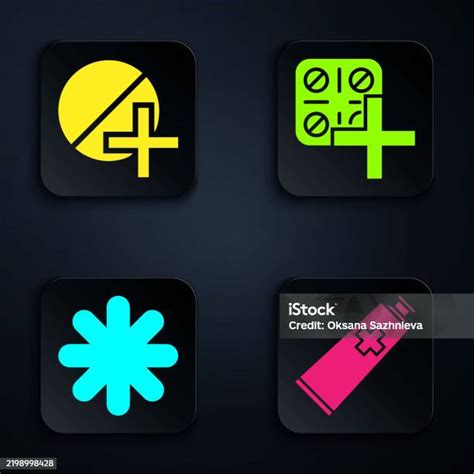 세트 연고 크림 튜브 약 약 알약 또는 정제 크로스 병원 의료 및 알약 블리스 터 팩 검은색 사각형 버튼입니다 벡터 0명에 대한 스톡 벡터 아트 및 기타 이미지 Istock