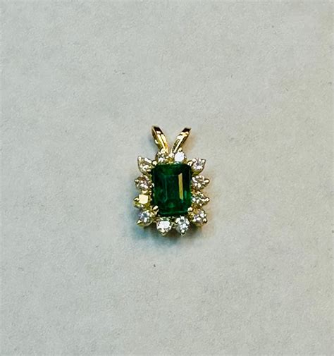 14k Gold Emerald And Diamond Pendant Wappraisal Etsy