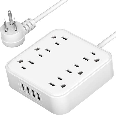 Salandens Regleta Multicontacto Usb 15m Conector Multiple Con 6 Enchufes De Tres Clavijas Y 4