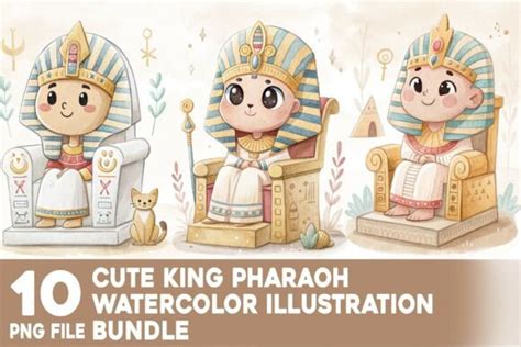 Cute King Pharaoh Watercolor Bundle Graphic By Hega Prakosa · Creative