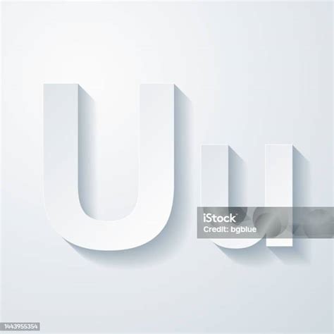 문자 U 대문자와 소문자 빈 배경에 종이 자르기 효과가 있는 아이콘 3차원 형태에 대한 스톡 벡터 아트 및 기타 이미지 3