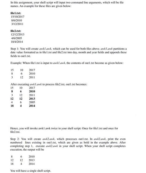 Solved In This Assignment Your Shell Script Will Input Two Chegg