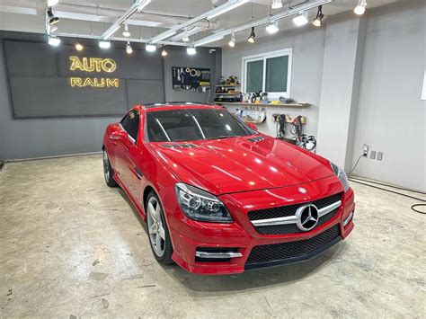 아우토라움 벤츠 Slk 컨버터블 전체랩핑 이노즈텍 건메탈 빠알간 벤츠slk 차량이 건메탈