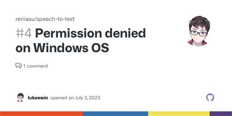 Permission Denied On Windows Os · Issue 4 · Reriiasuspeech To Text
