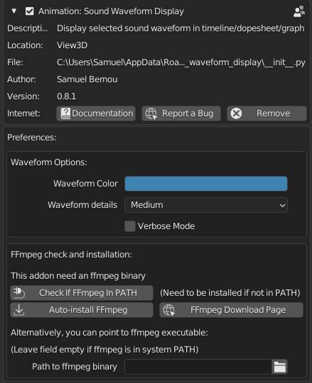 sound waveform display blender addon