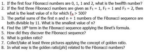 Solved If The First Four Fibonacci Numbers Are Chegg Com