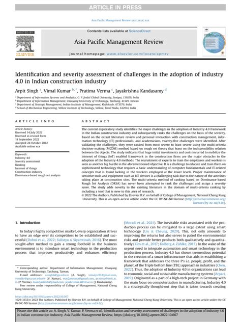 Identification And Severity Assessment Of Challenges In The Adoption Of Industry Pdf