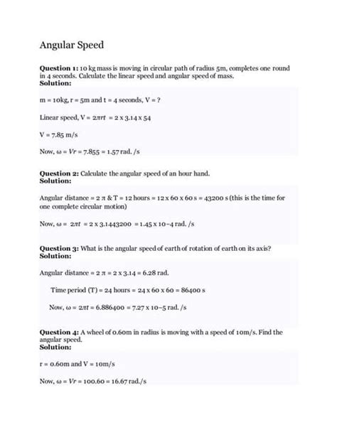 Angular Speed Examples Docx