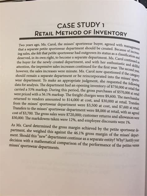 CASE STUDY 1 RETAIL METHOD OF INVENTORY Two Years Chegg Com