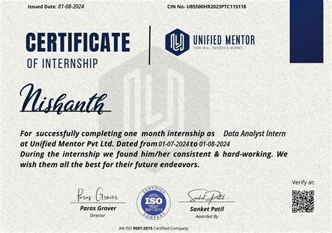 Dataanalytics Internship Learningjourney Datadriven Nishanth B