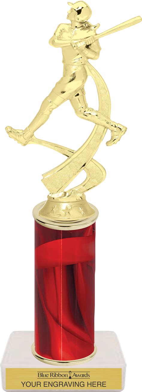 Softball Figure With 5” Column On Marble Base Blue Ribbon Awards