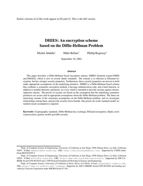 Pdf Dhaes An Encryption Scheme Based On The Diffie Hellman Problem