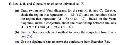 Solved Let A B And C Be Subsets Of Some Universal Set U Chegg