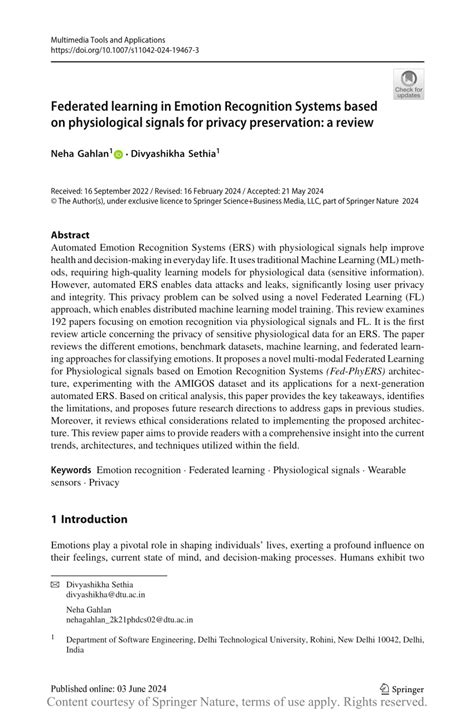 Federated Learning In Emotion Recognition Systems Based On Physiological Signals For Privacy