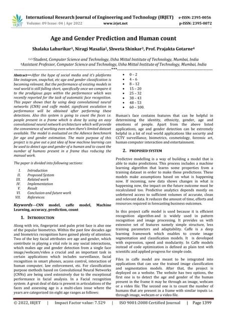 Age And Gender Detection Using Deep Learning Pptx Nutrition Healthy Living