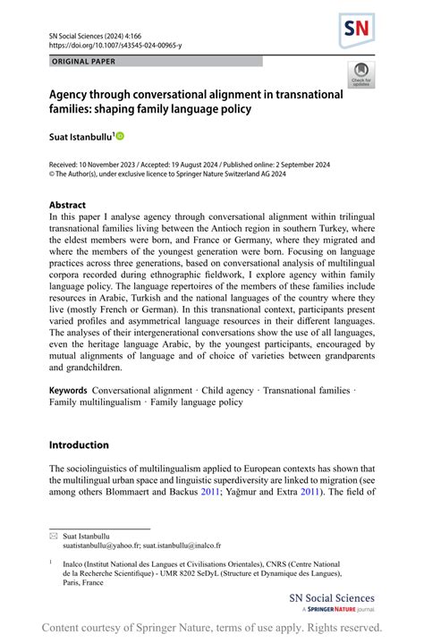 Agency Through Conversational Alignment In Transnational Families