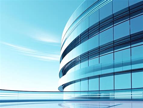 Premium Photo A Blue Curved Building Structure With A Sky In The Style Of Minimalist Illustrator