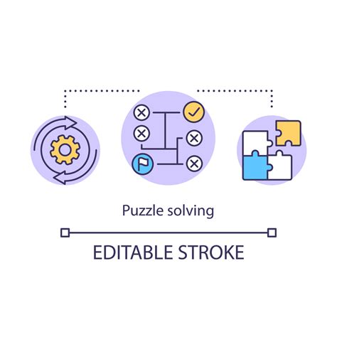 puzzle solving concept icon game algorithm idea thin line illustration